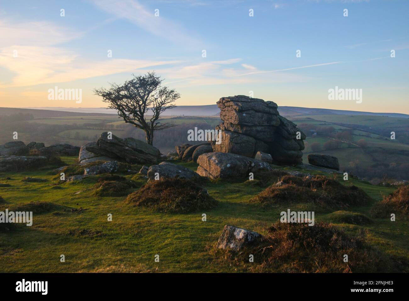 Sunset at Saddle Tor on Dartmoor, England Stock Photo - Alamy