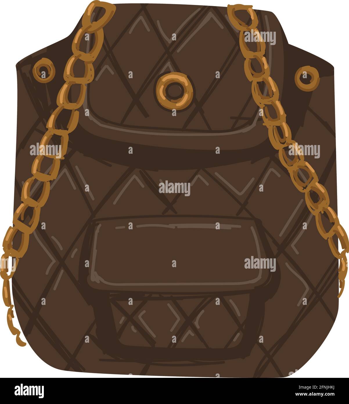 Leather bag with decorative chains and pockets Stock Vector Image & Art ...