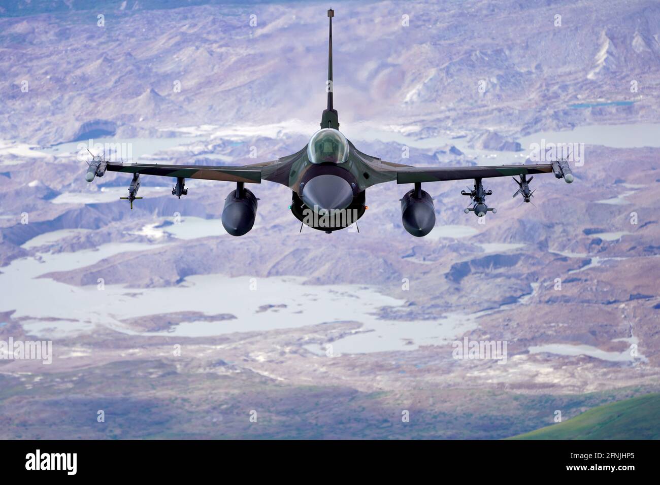 A U.S. Air Force F-16 Fighting Falcon fighter jet, with the 18th ...
