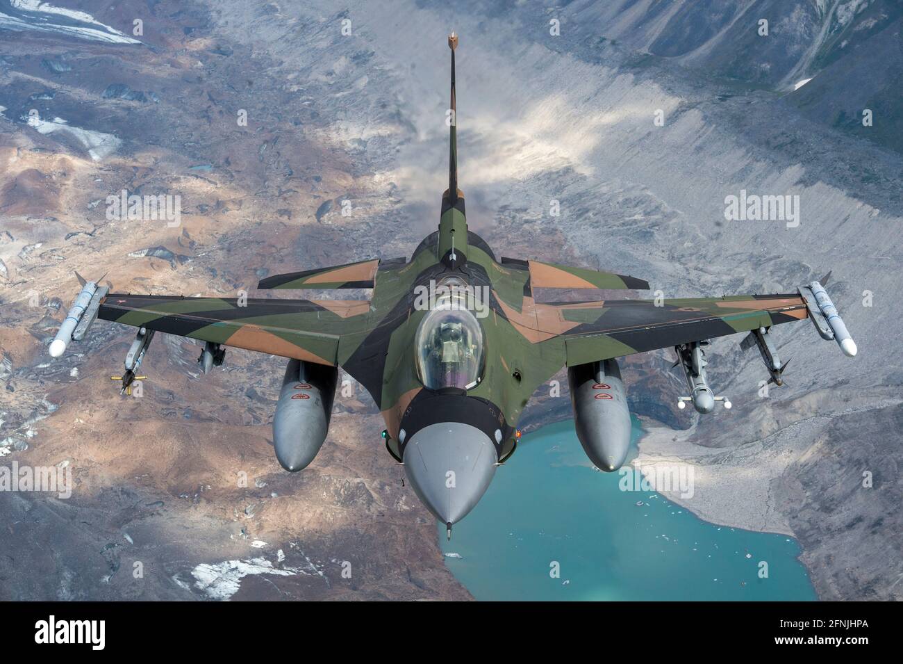 A U.S. Air Force F-16 Fighting Falcon fighter jet, with the 18th ...