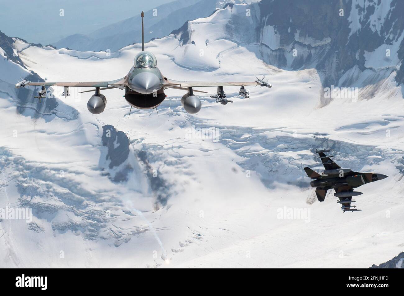 U.S. Air Force F-16 Fighting Falcon fighter jets, with the 18th ...