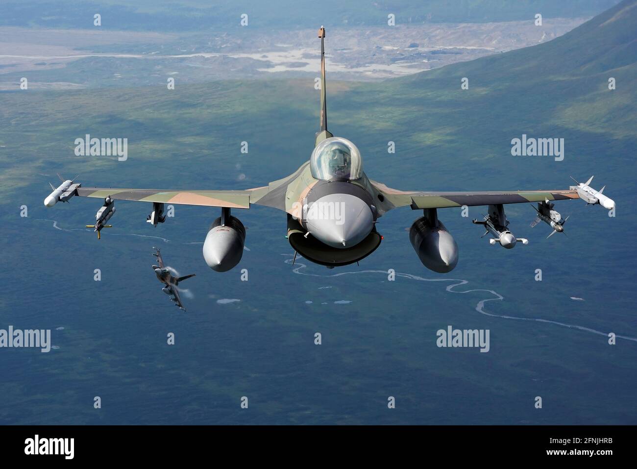 U.S. Air Force F-16 Fighting Falcon fighter jets, with the 18th ...
