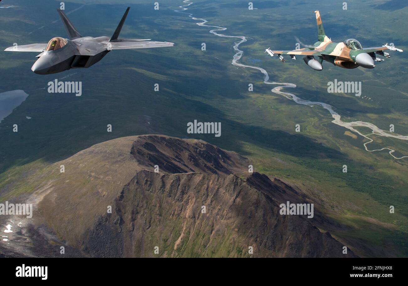 A U.S. Air Force F-22 Raptor stealth fighter from the 525th Fighter ...