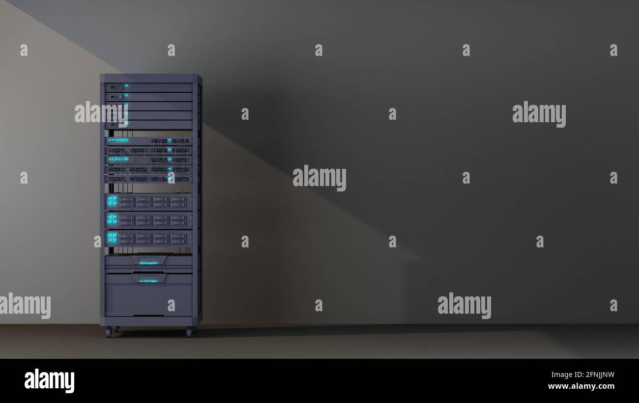 black computer server in a ray of light. 3d rendering Stock Photo - Alamy