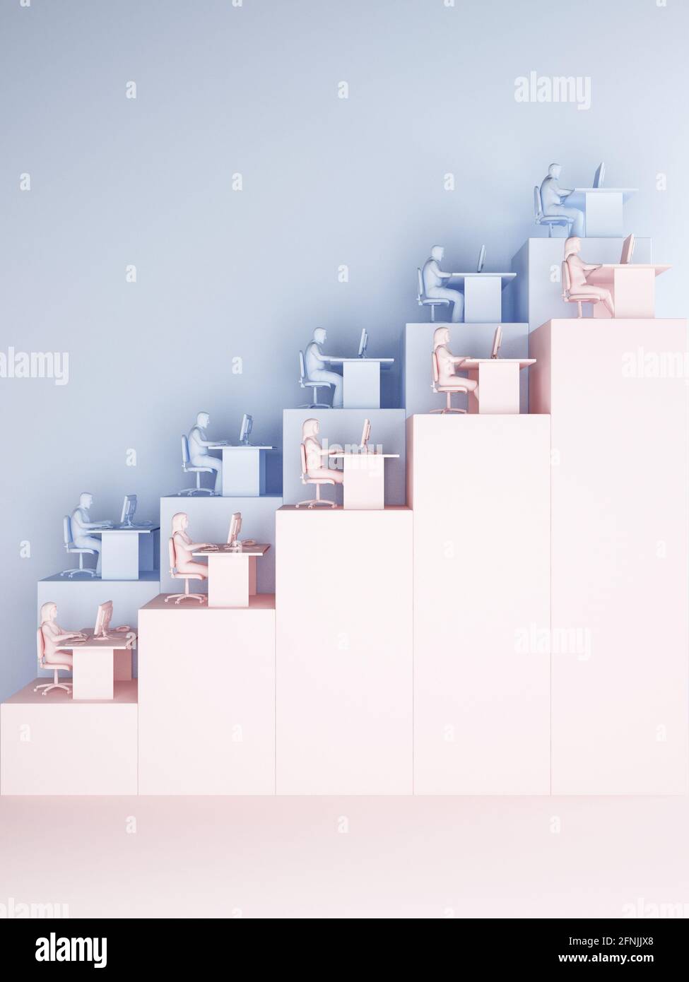 career development concept in office worker. 3d rendering Stock Photo ...