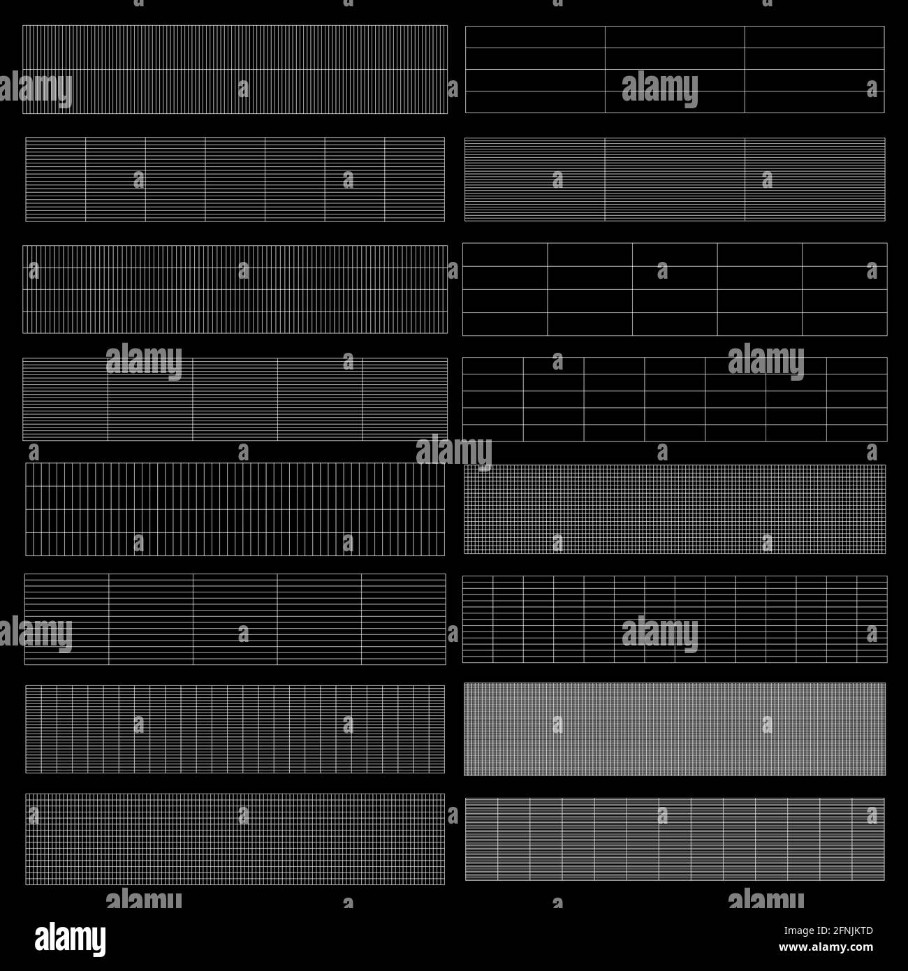 Set of irregular grids, meshes. Geometric wire-frame rectangles. Random ...