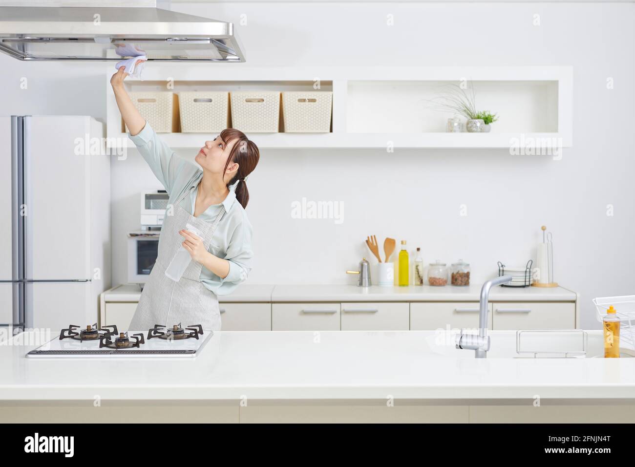 Japanese woman cleaning the house Stock Photo - Alamy