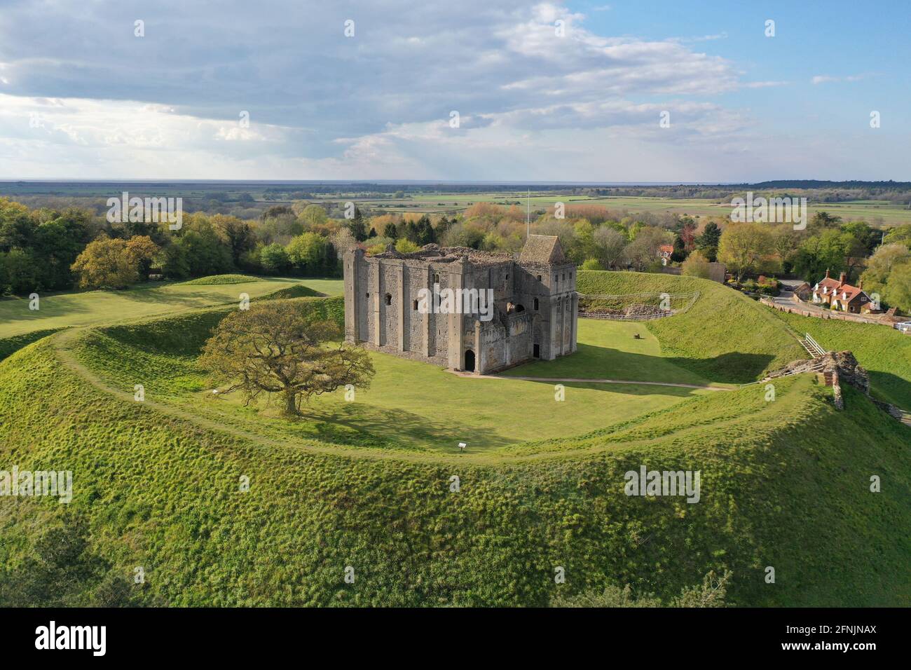 Aerial view of Medieval Castle Rising, Norfolk Stock Photo - Alamy