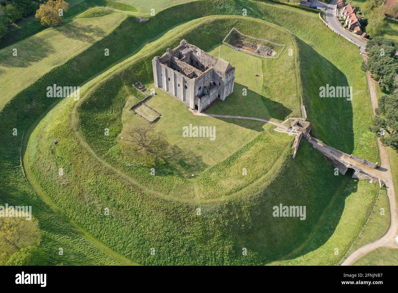 Aerial view of Medieval Castle Rising, Norfolk Stock Photo - Alamy