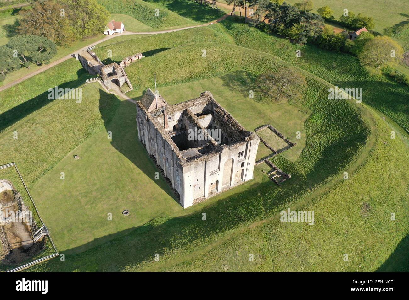 Aerial view of Medieval Castle Rising, Norfolk Stock Photo - Alamy