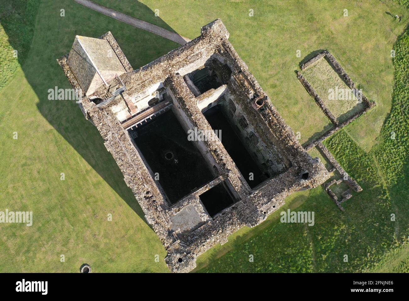 Aerial view of Medieval Castle Rising, Norfolk Stock Photo - Alamy