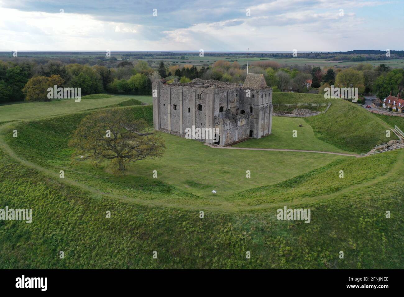 Aerial view of Medieval Castle Rising, Norfolk Stock Photo - Alamy