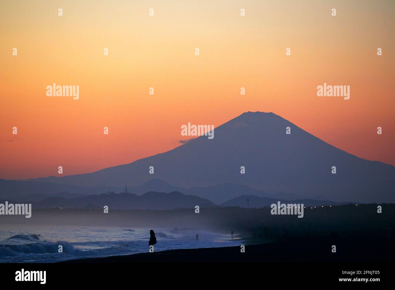 Sunset view of Mount Fuji, Enoshima, Japan Stock Photo - Alamy
