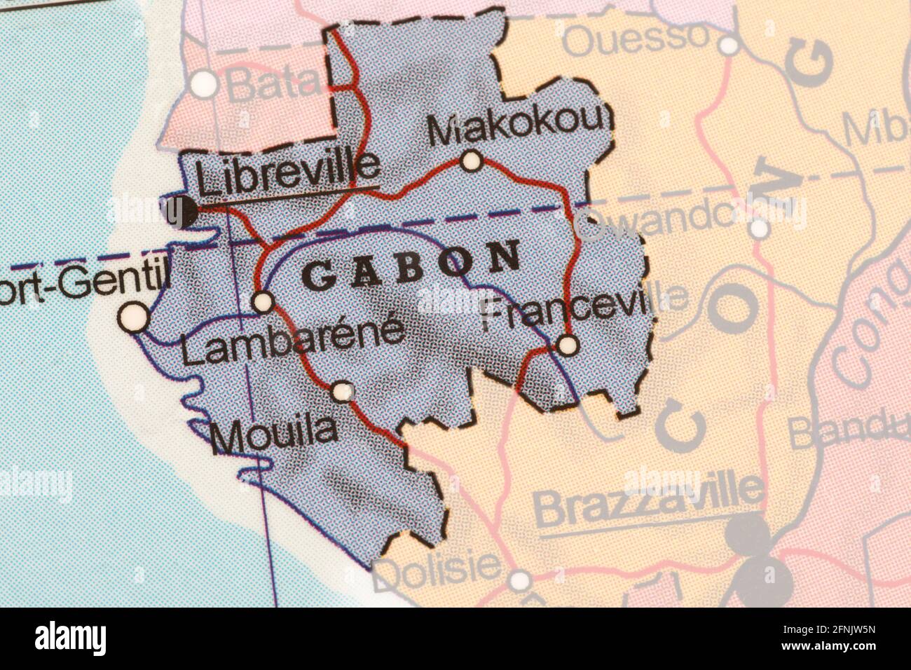 Map of Gabon highlighted from the outline Stock Photo - Alamy