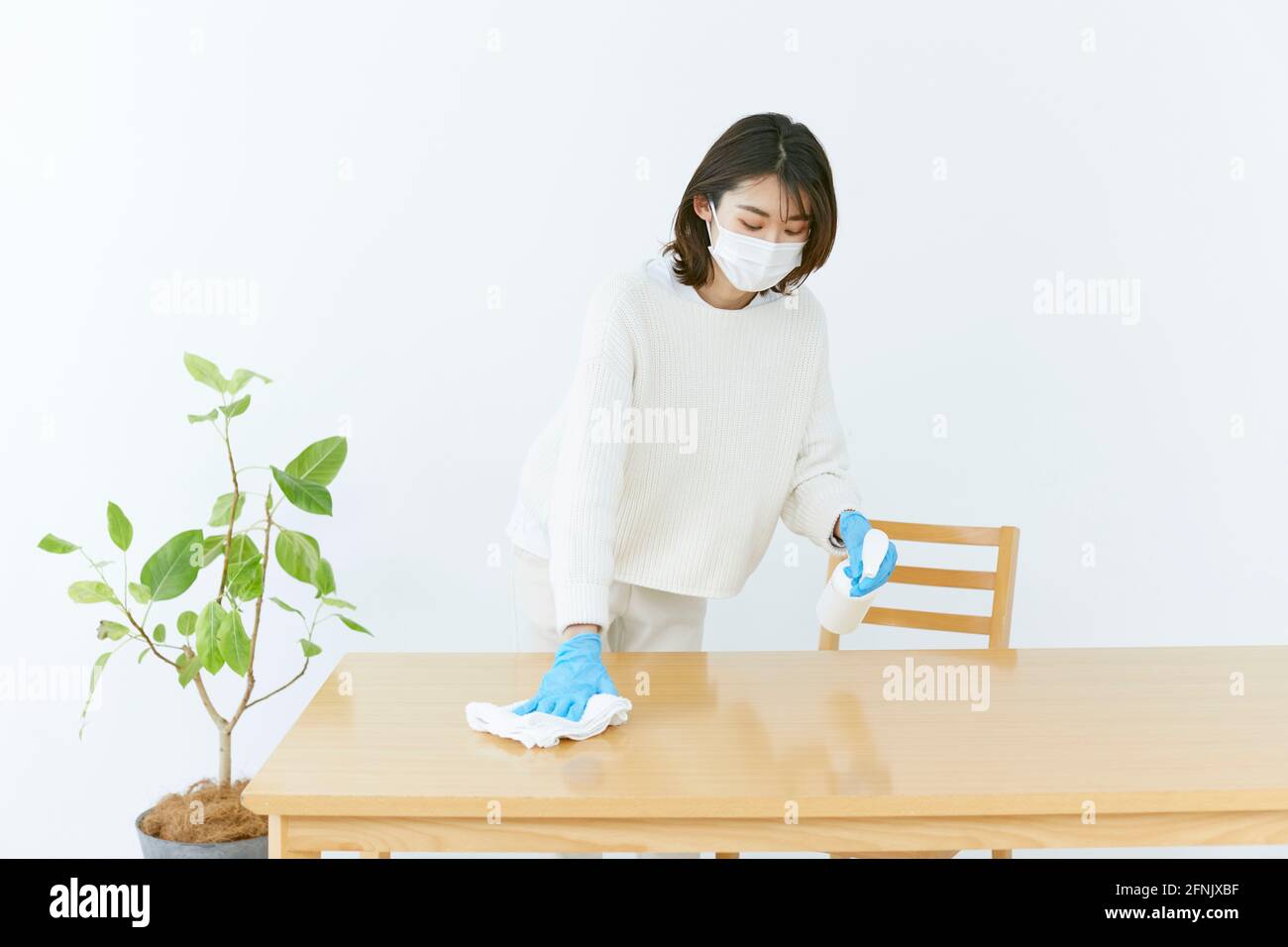 Japanese woman cleaning the house Stock Photo - Alamy