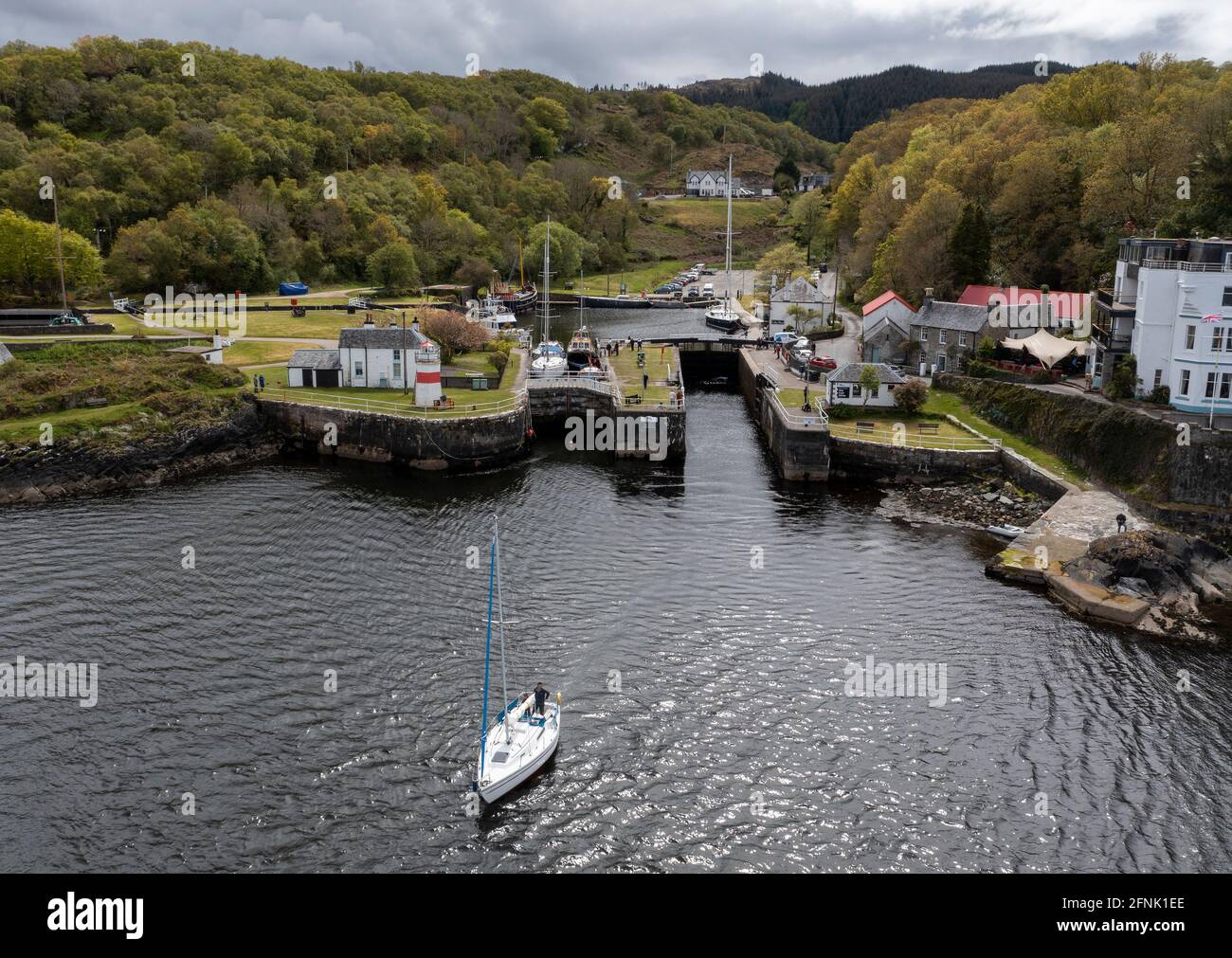 Aerial view of Crinal canal basin, Crinan, Argyll, Scotland Stock Photo ...