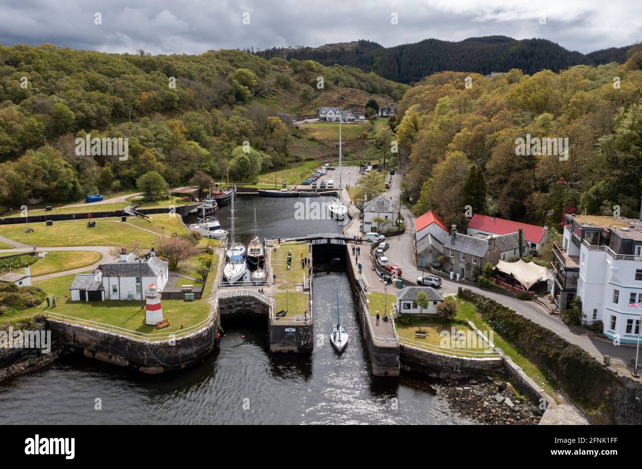 Aerial view of Crinal canal basin, Crinan, Argyll, Scotland Stock Photo ...