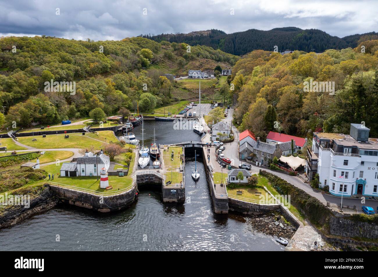 Crinan canal basin aerial hi-res stock photography and images - Alamy