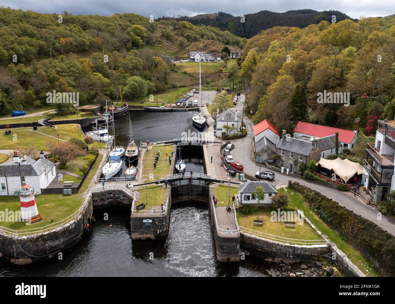 Aerial view of Crinal canal basin, Crinan, Argyll, Scotland Stock Photo ...