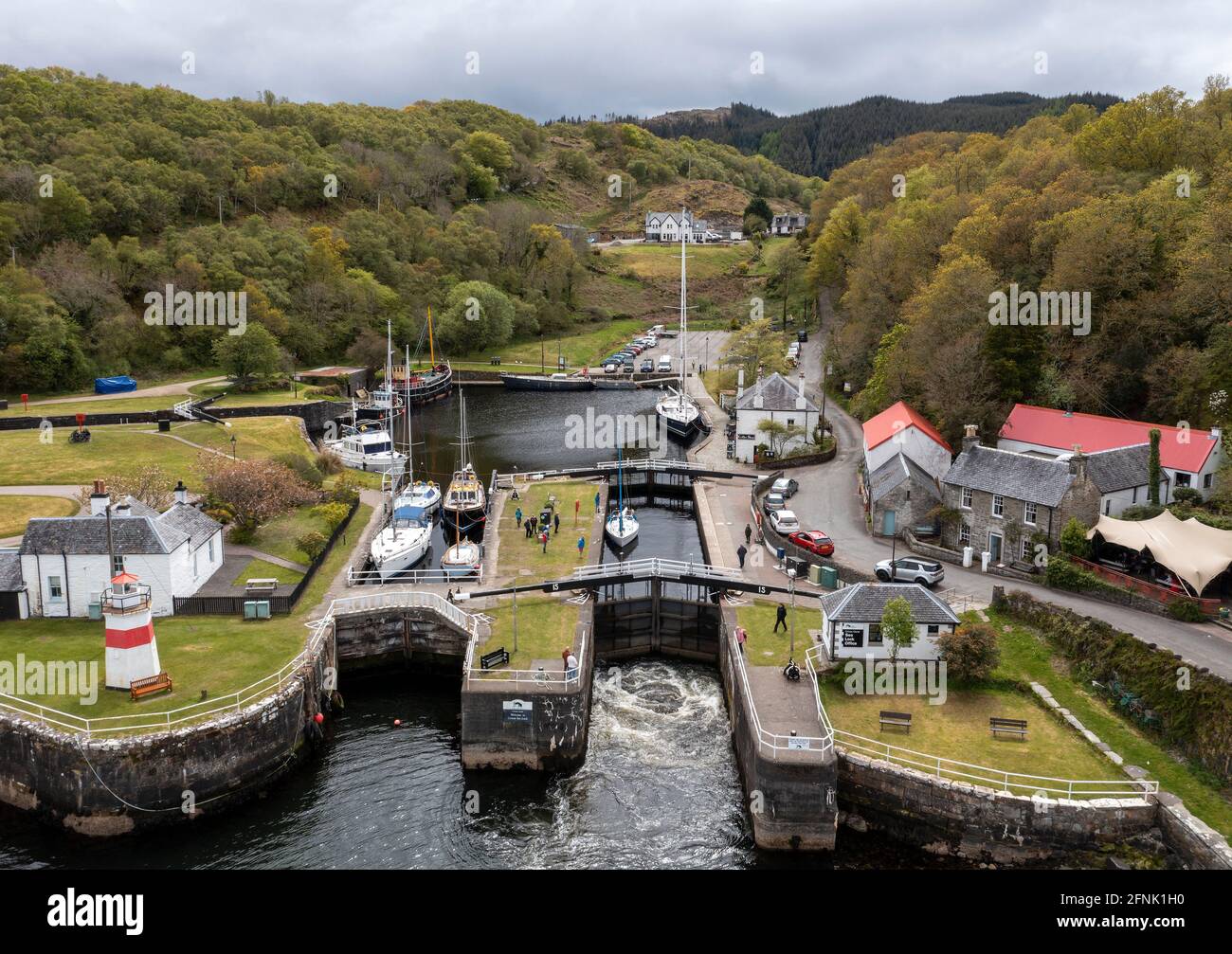 Aerial view of Crinal canal basin, Crinan, Argyll, Scotland Stock Photo ...