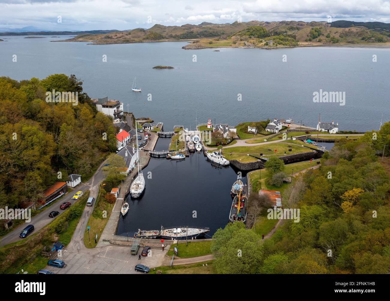 Aerial view of Crinal canal basin, Crinan, Argyll, Scotland Stock Photo ...