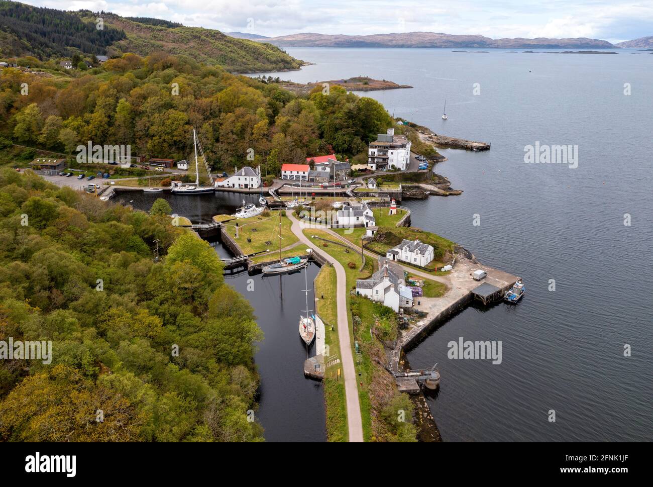 Aerial view of Crinal canal basin, Crinan, Argyll, Scotland Stock Photo ...