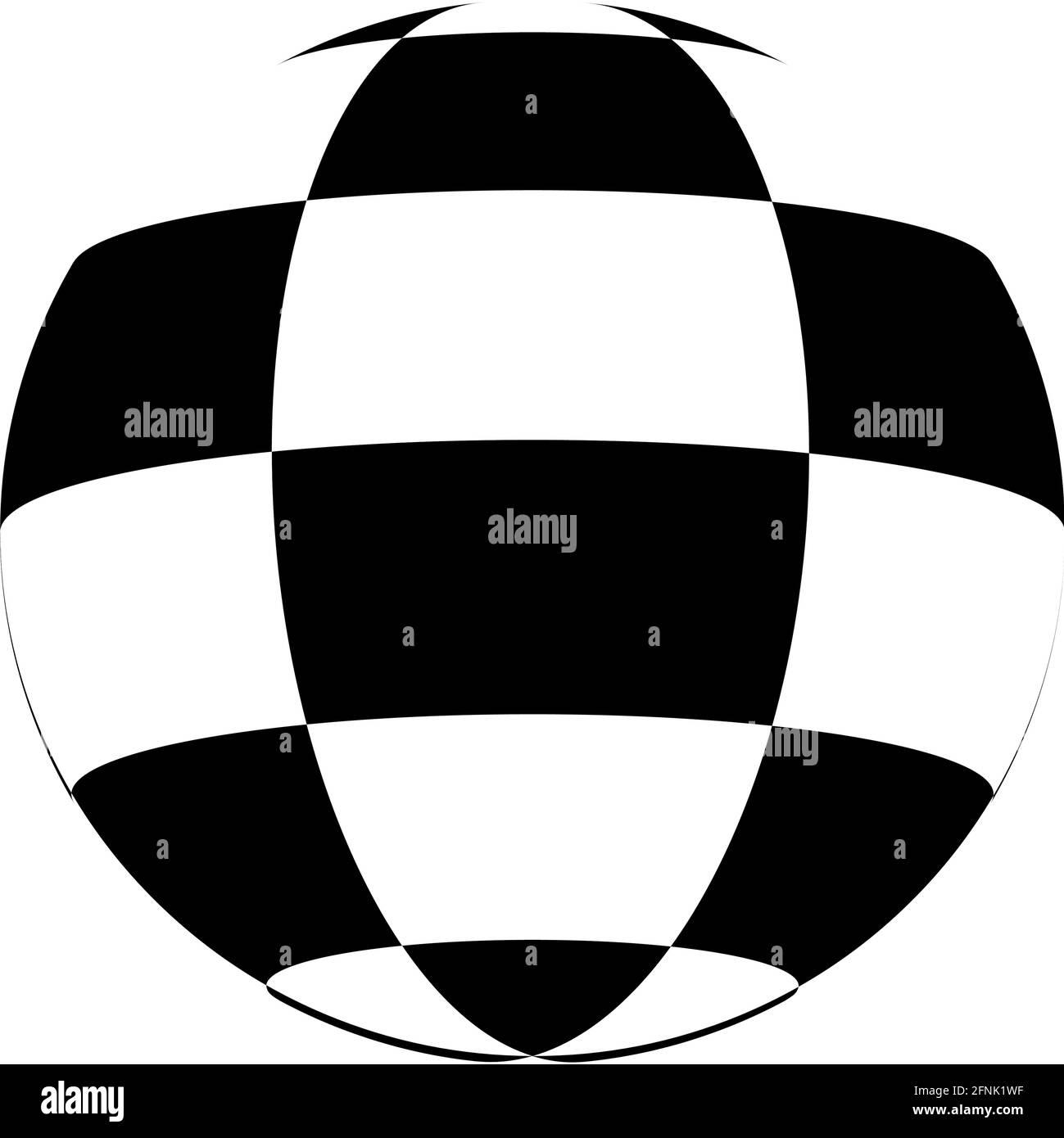 Sphere, orb, ball with squars, mosaic, tiles, checkered and chequered ...