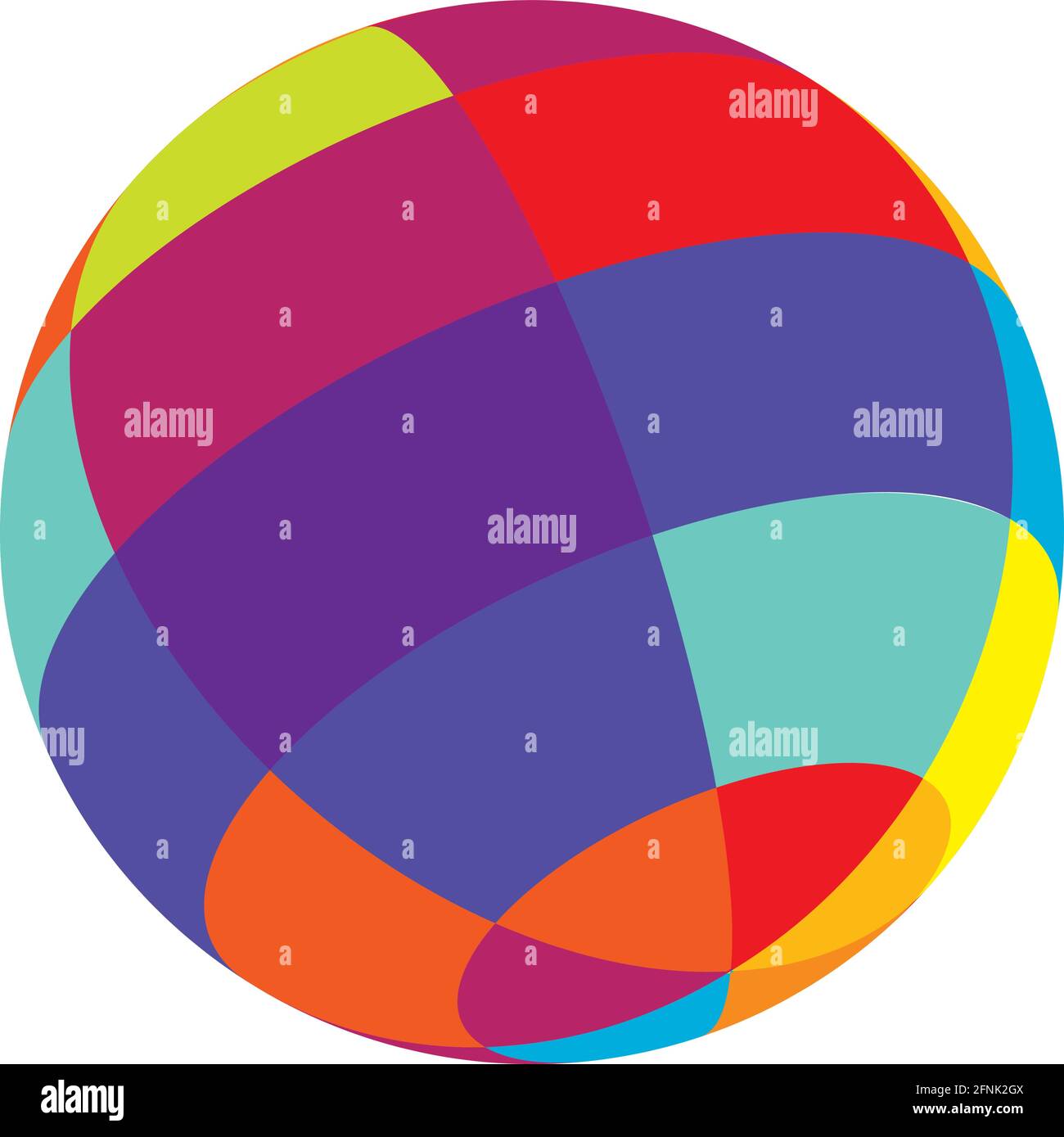 Colorful sphere, orb, ball with squars, mosaic, tiles, checkered and ...