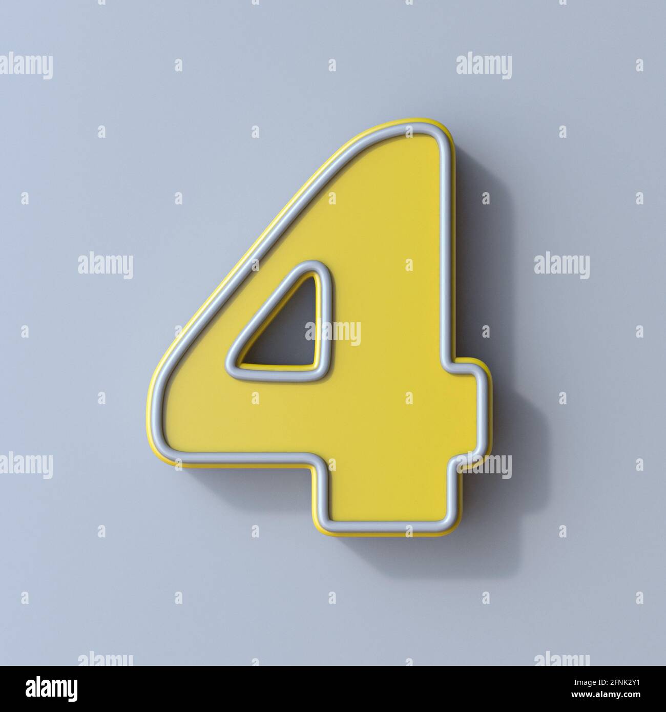 Yellow cartoon font Number 4 FOUR 3D render illustration isolated on ...