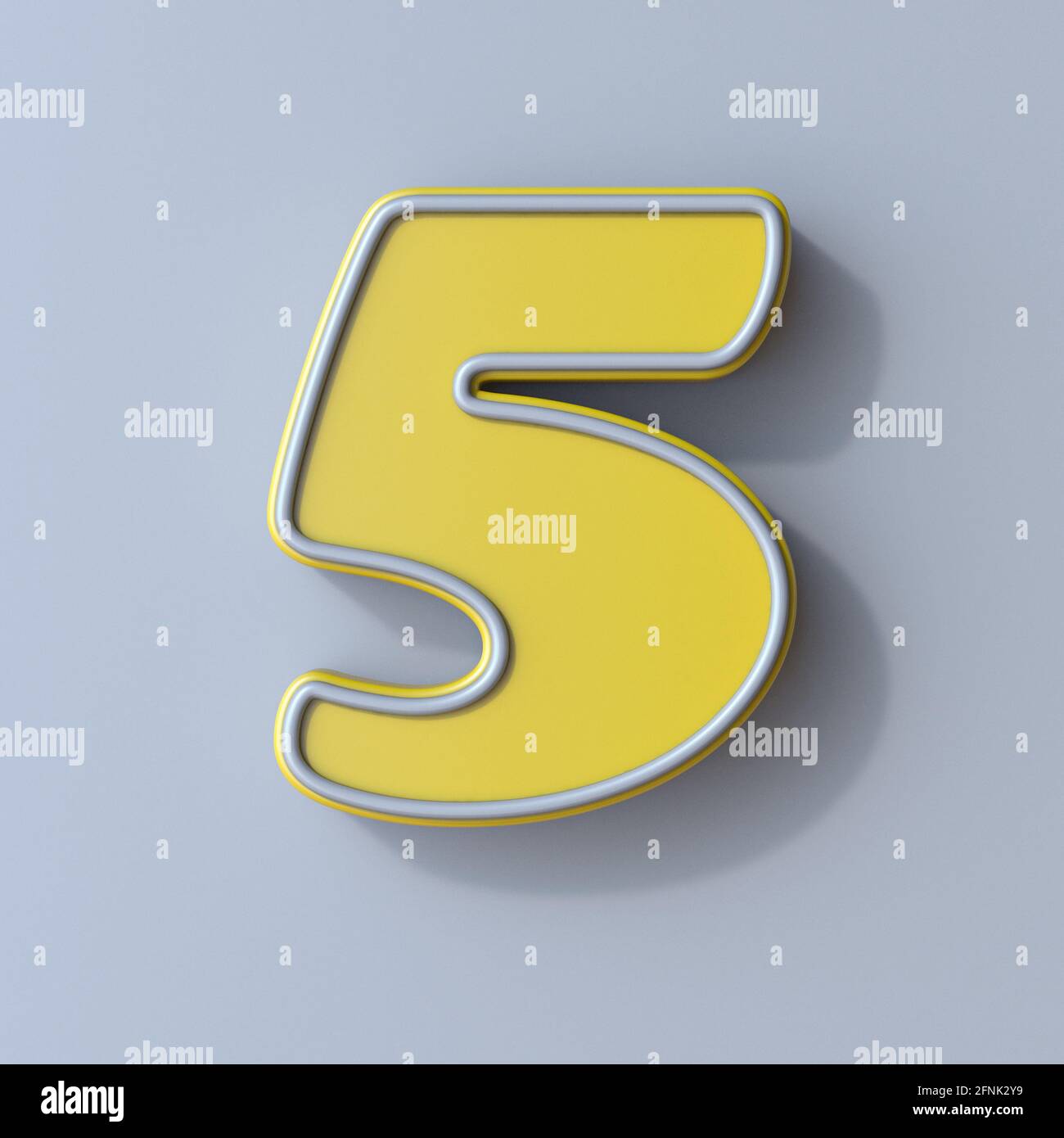 Yellow cartoon font Number 5 FIVE 3D render illustration isolated on ...