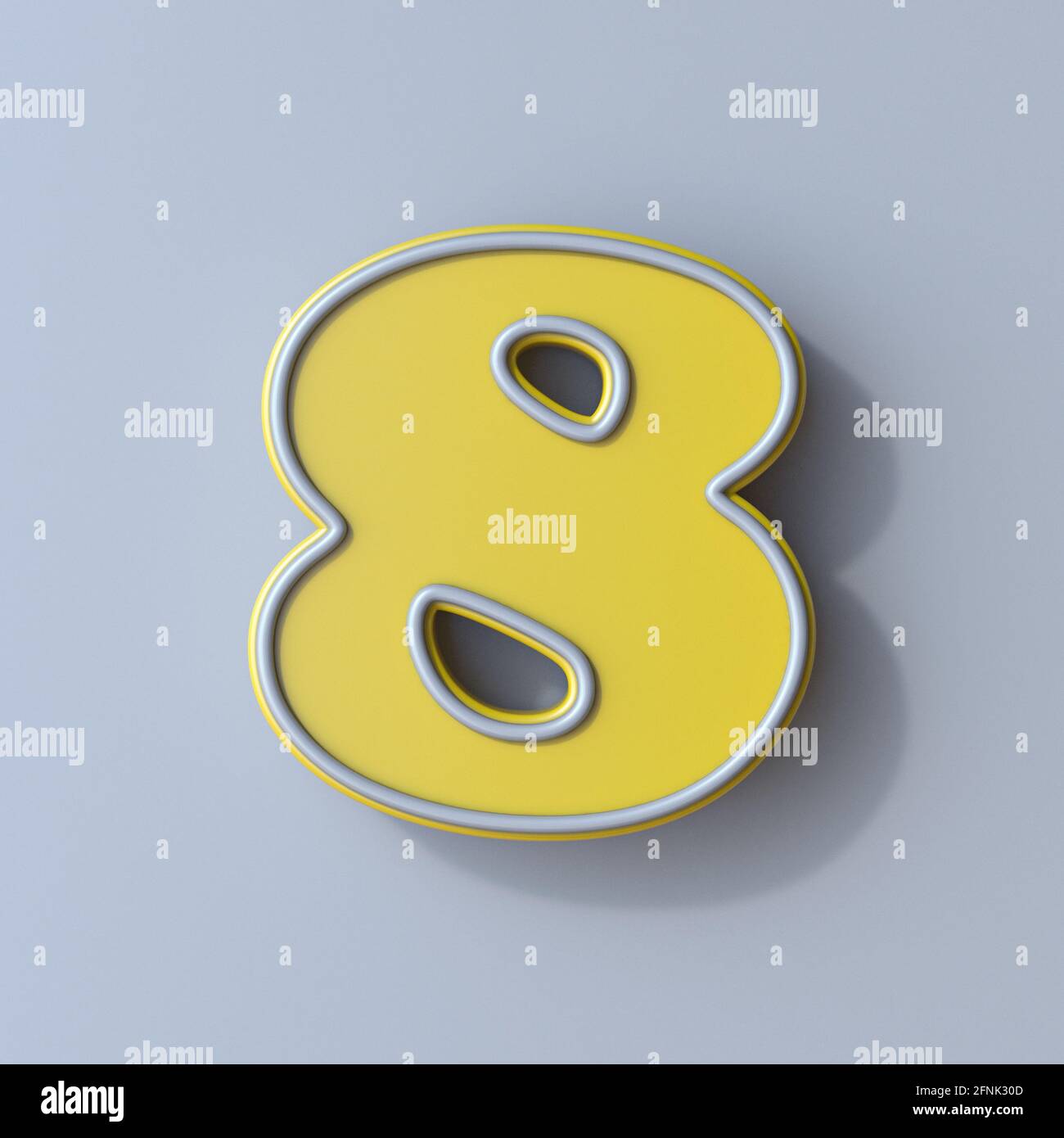 Yellow cartoon font Number 8 EIGHT 3D render illustration isolated on ...