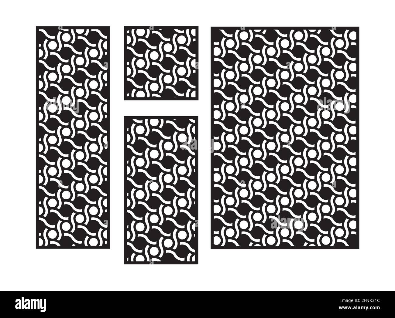 Modern cnc diagonal circle and waves pattern. Decorative panel, screen,wall. Vector cnc panels ...