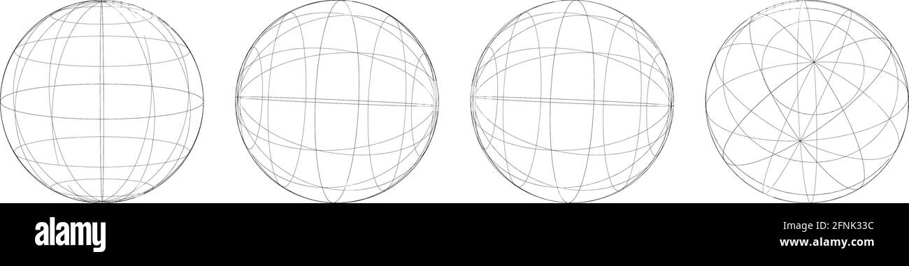 Sphere, orb, ball with wireframe, grid, mesh surface – Stock vector ...