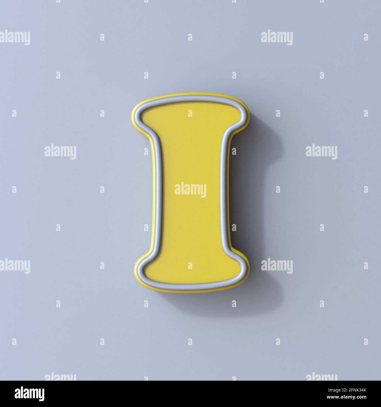 Yellow cartoon font Letter I 3D render illustration isolated on gray background Stock Photo - Alamy