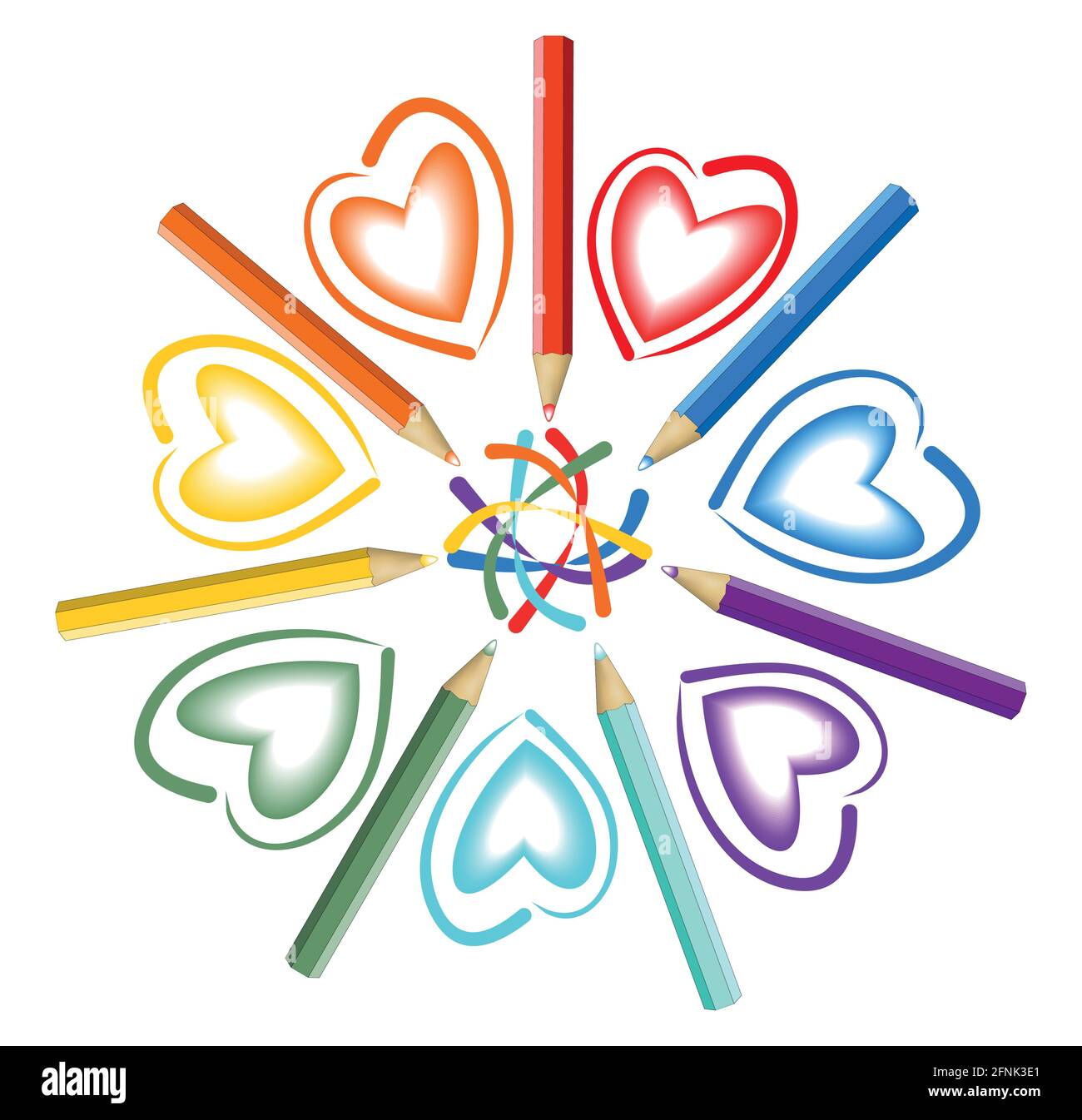 Cheerful star composed of colored pencils and lines Stock Vector Image ...