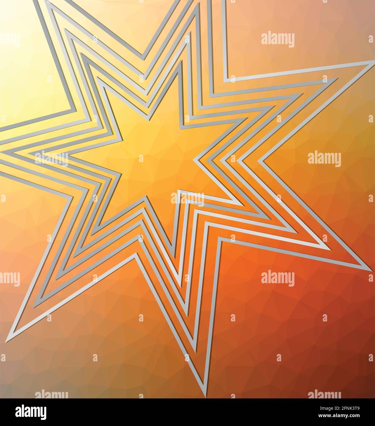 Tile background with outline cropped star on triangle area in orange ...