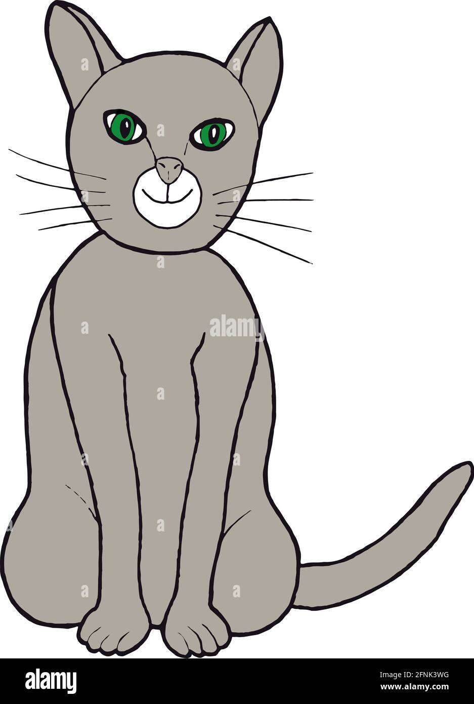 cartoon style gray cat illustration Stock Photo - Alamy