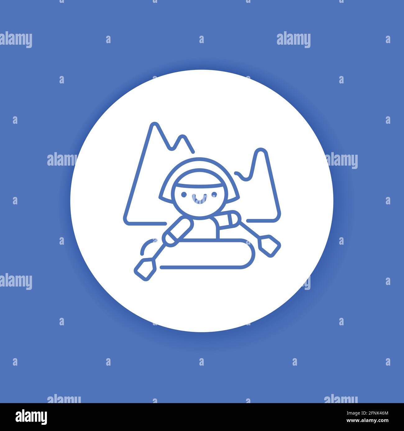 Cute girl rafting color glyph icon. Outdoor activities kawaii pictogram ...