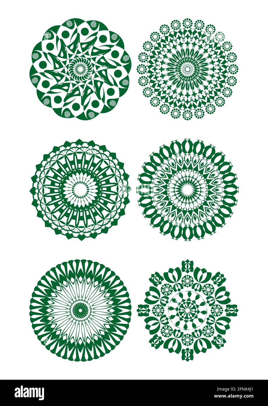 A set of green fine circle patterns in filigree style Stock Vector ...