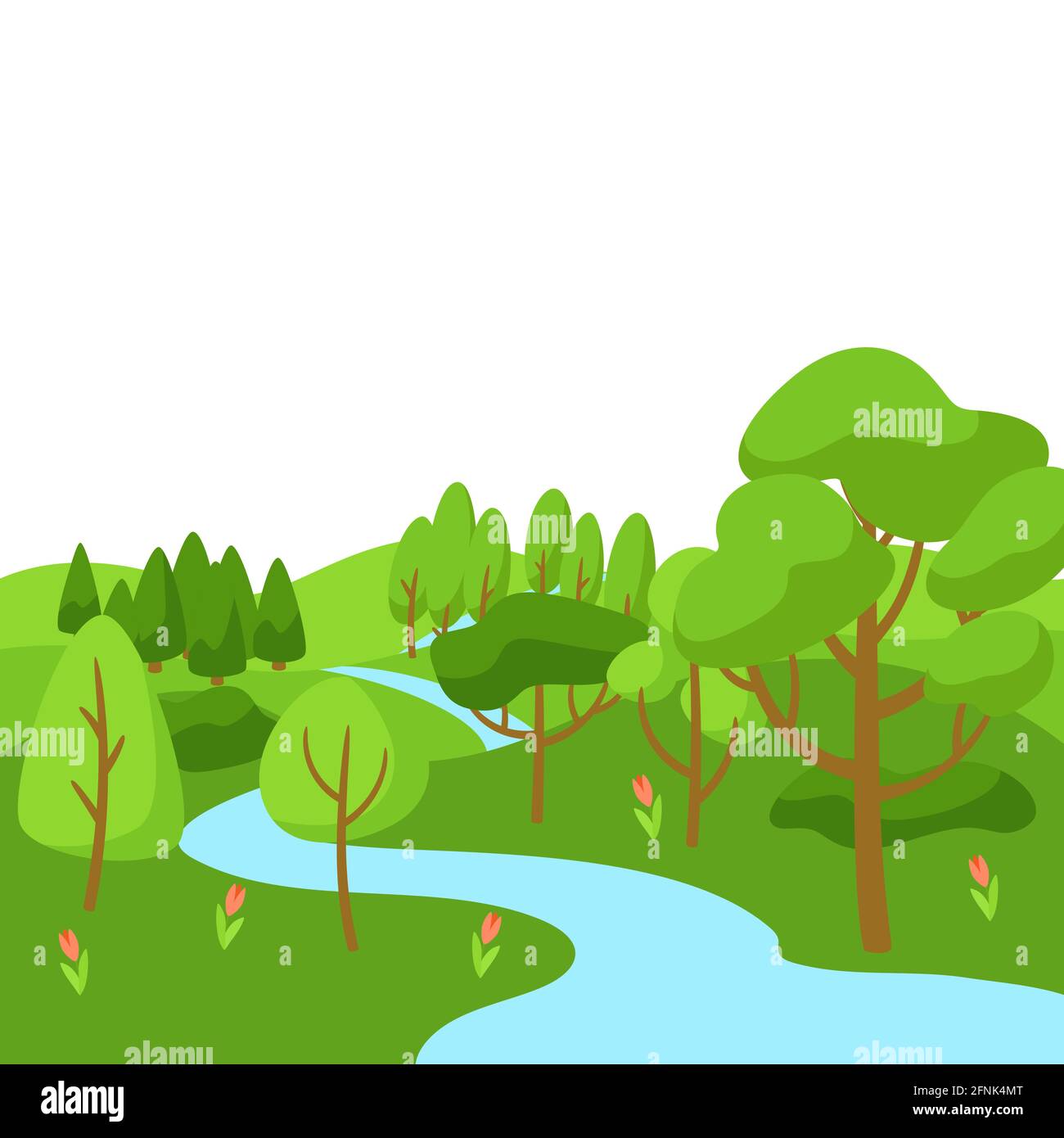Spring landscape with forest, trees and bushes Stock Vector Image & Art ...