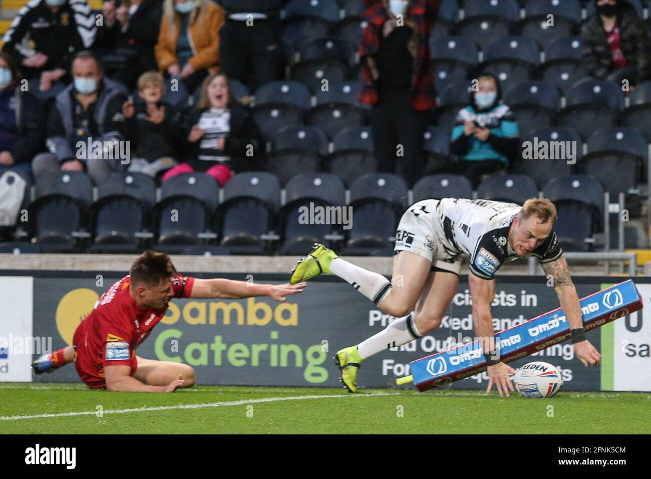 Adam Swift (21) of Hull FC scores a try which is disallowed for a ...