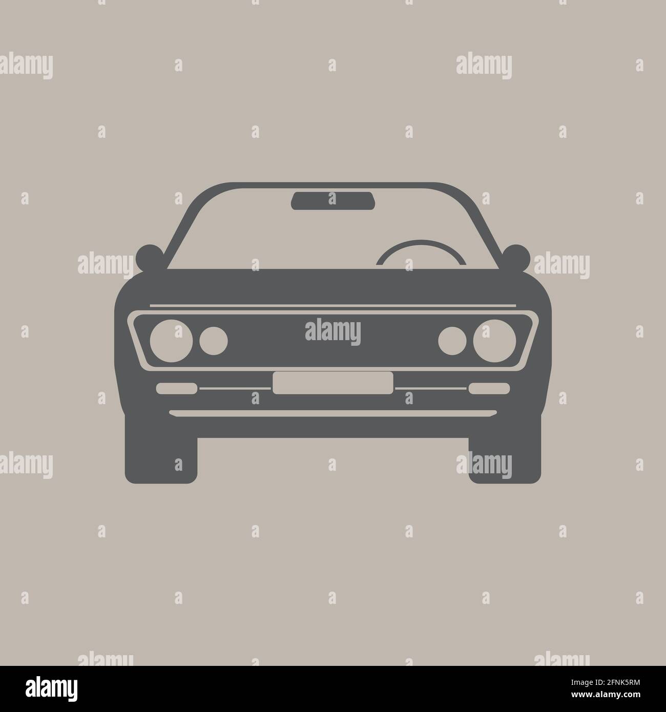 Muscle Classic or retro car front view. Flat and solid color vintage ...