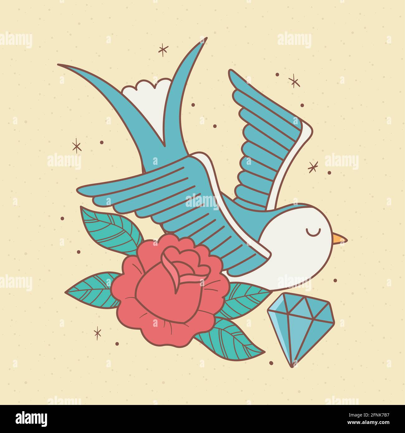 bird flower diamond Stock Vector Image & Art - Alamy