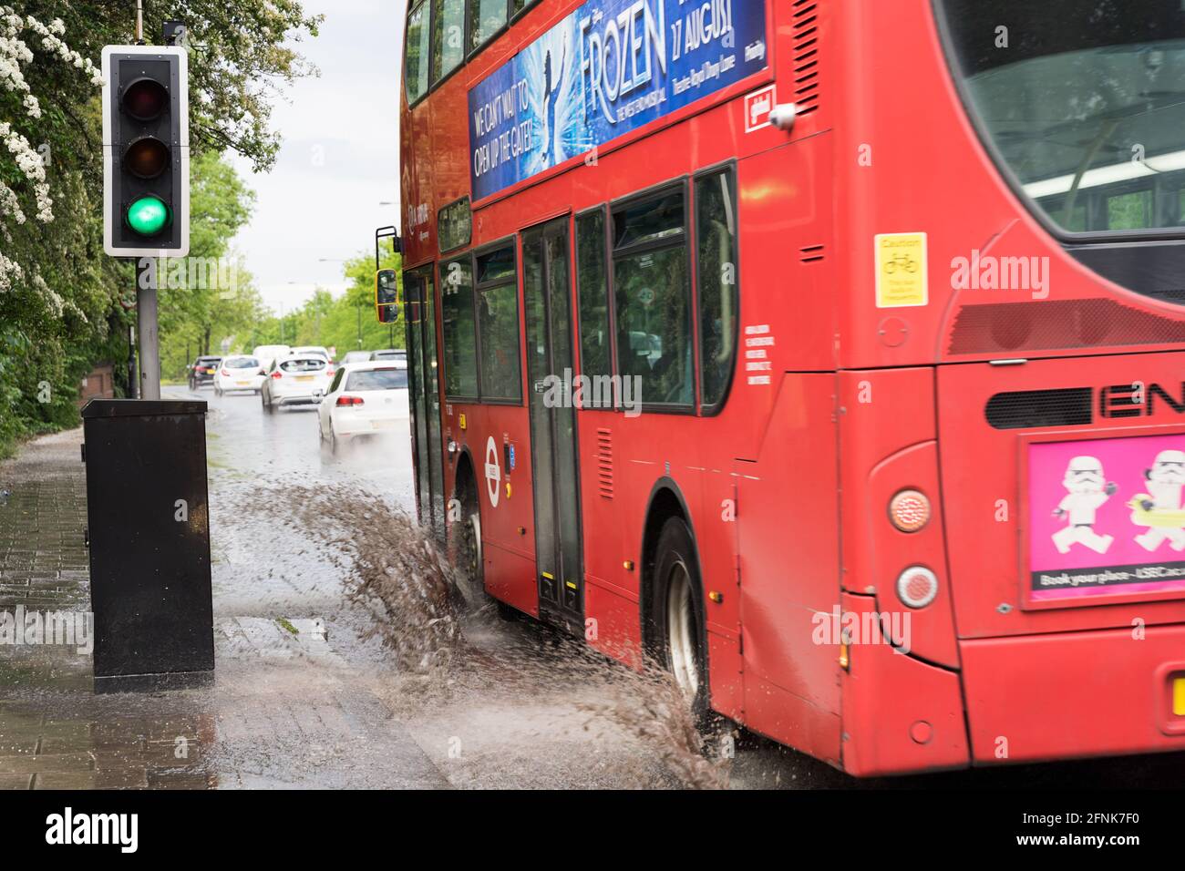 makes Splash from flash flood on south circular road, greater London ...