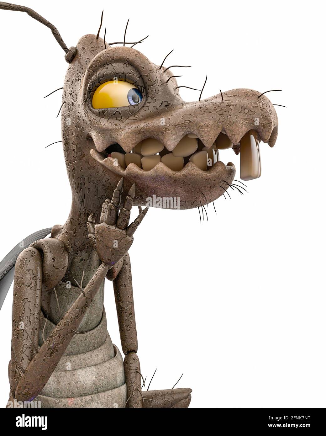 cockroach cartoon is thinking about in close up view, 3d illustration ...