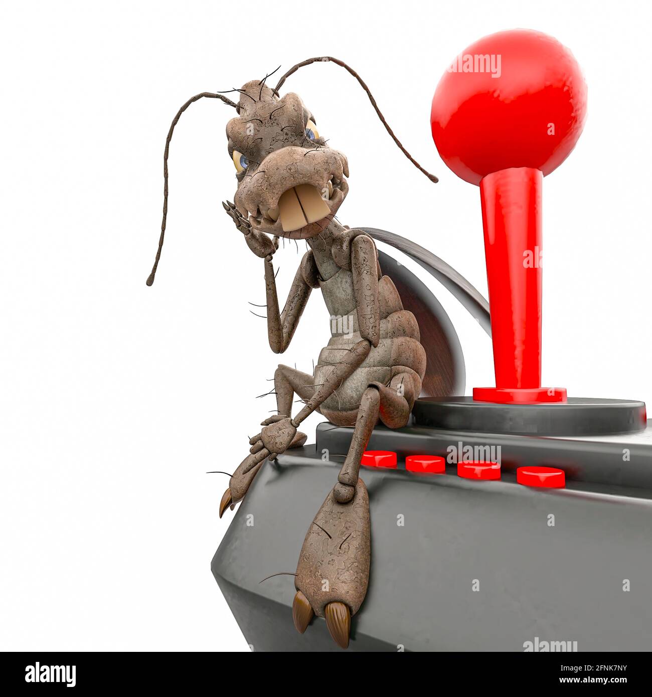 cockroach cartoon is on the vintage joystick and thinking about to play, 3d illustration Stock ...