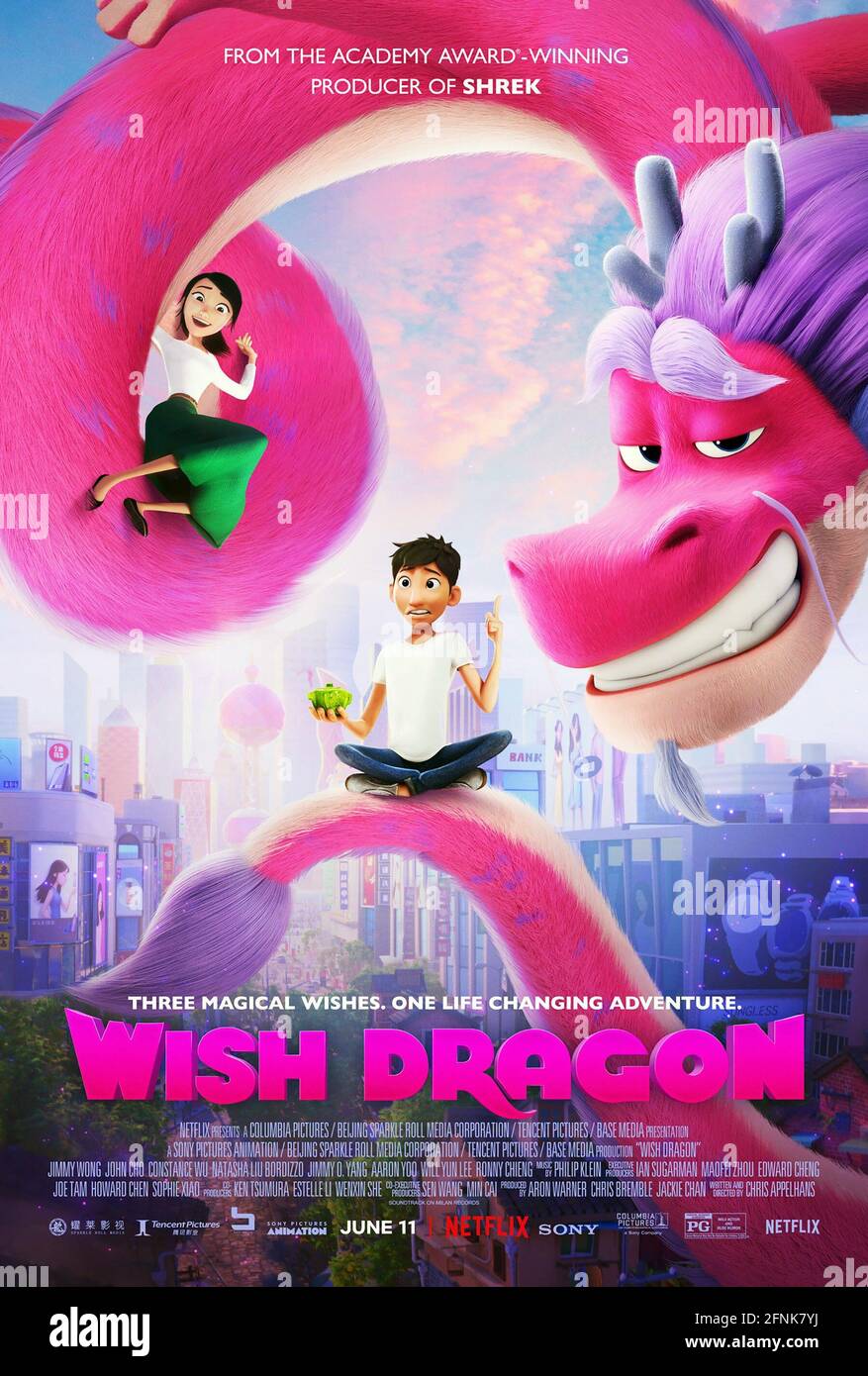 WISH DRAGON, Chinese poster, from left: Li Na (voice: Natasha Liu Bordizzo), Din (voice: Jimmy ...