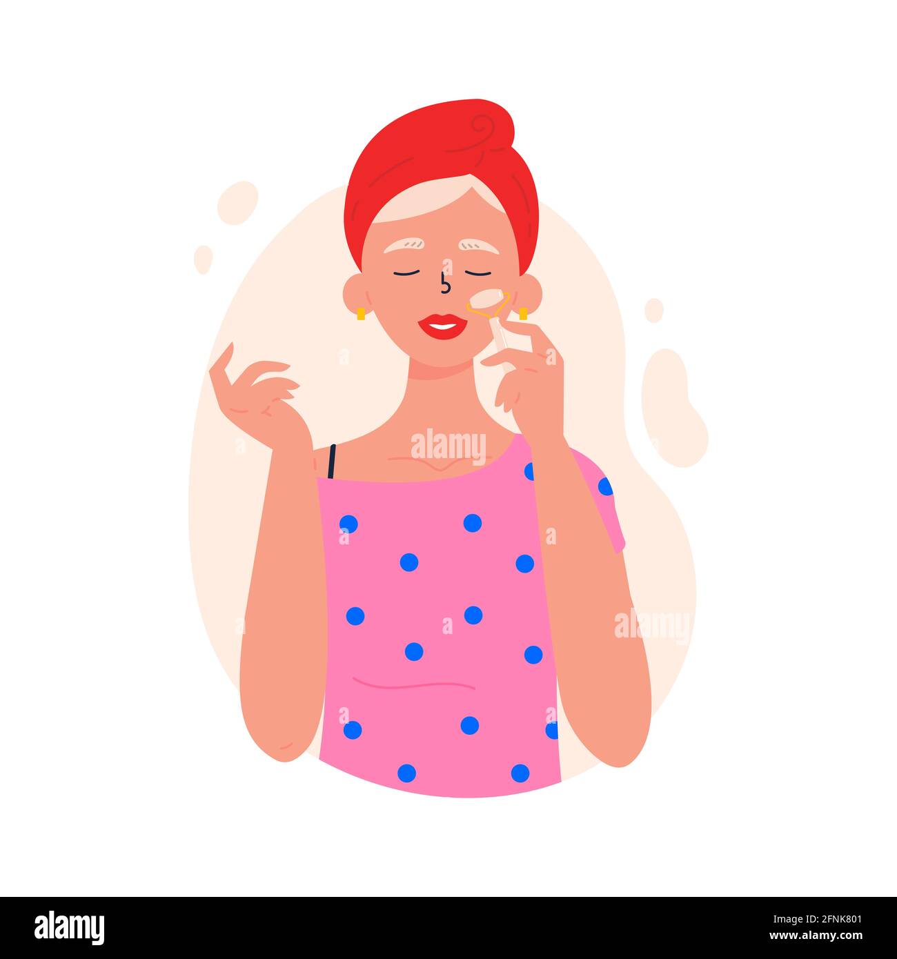 Beautiful young lady. Gua sha spa procedure Stock Vector Image & Art ...