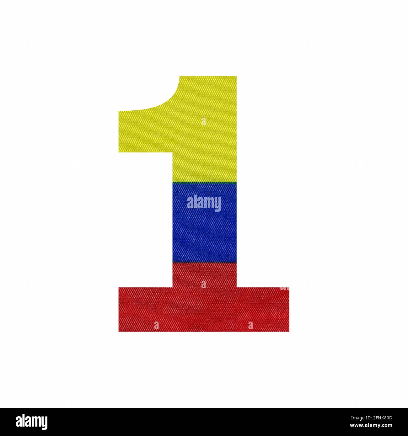 Number digit one - Colombia flag colors Stock Photo - Alamy