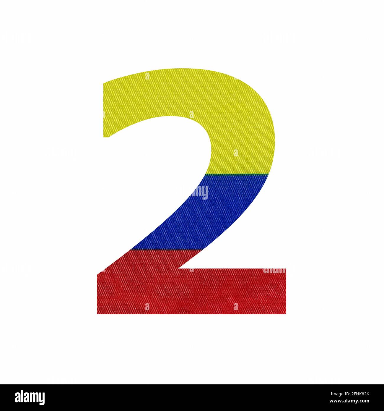 Digit number 2 - Colombia flag colors Stock Photo - Alamy